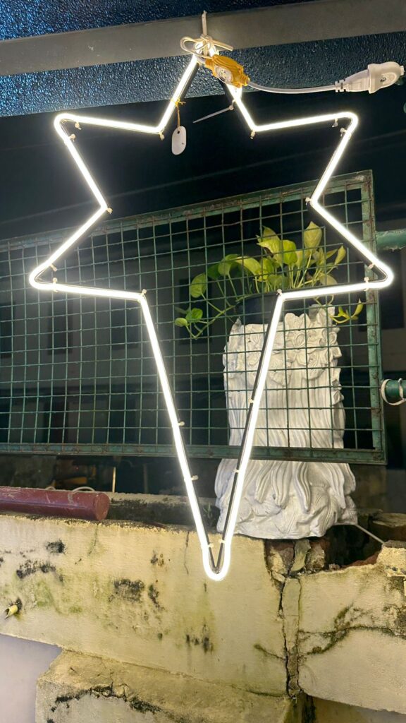 LED Star Hanging Light – 3.1 ft × 2 ft - Golden Sculptor
